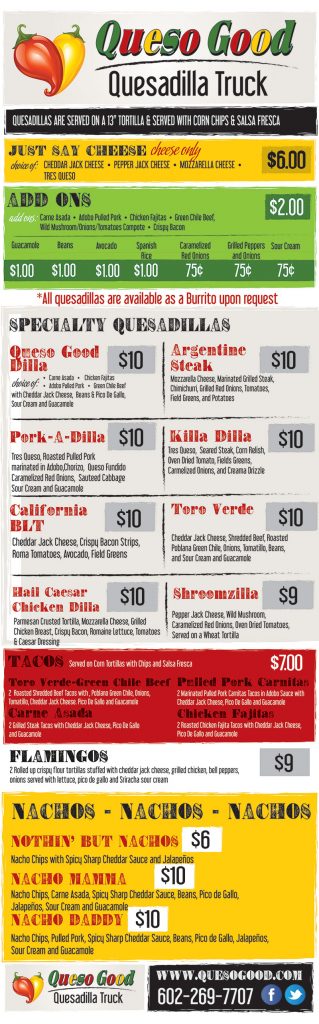 Menu - Queso Good Quesadilla Truck
